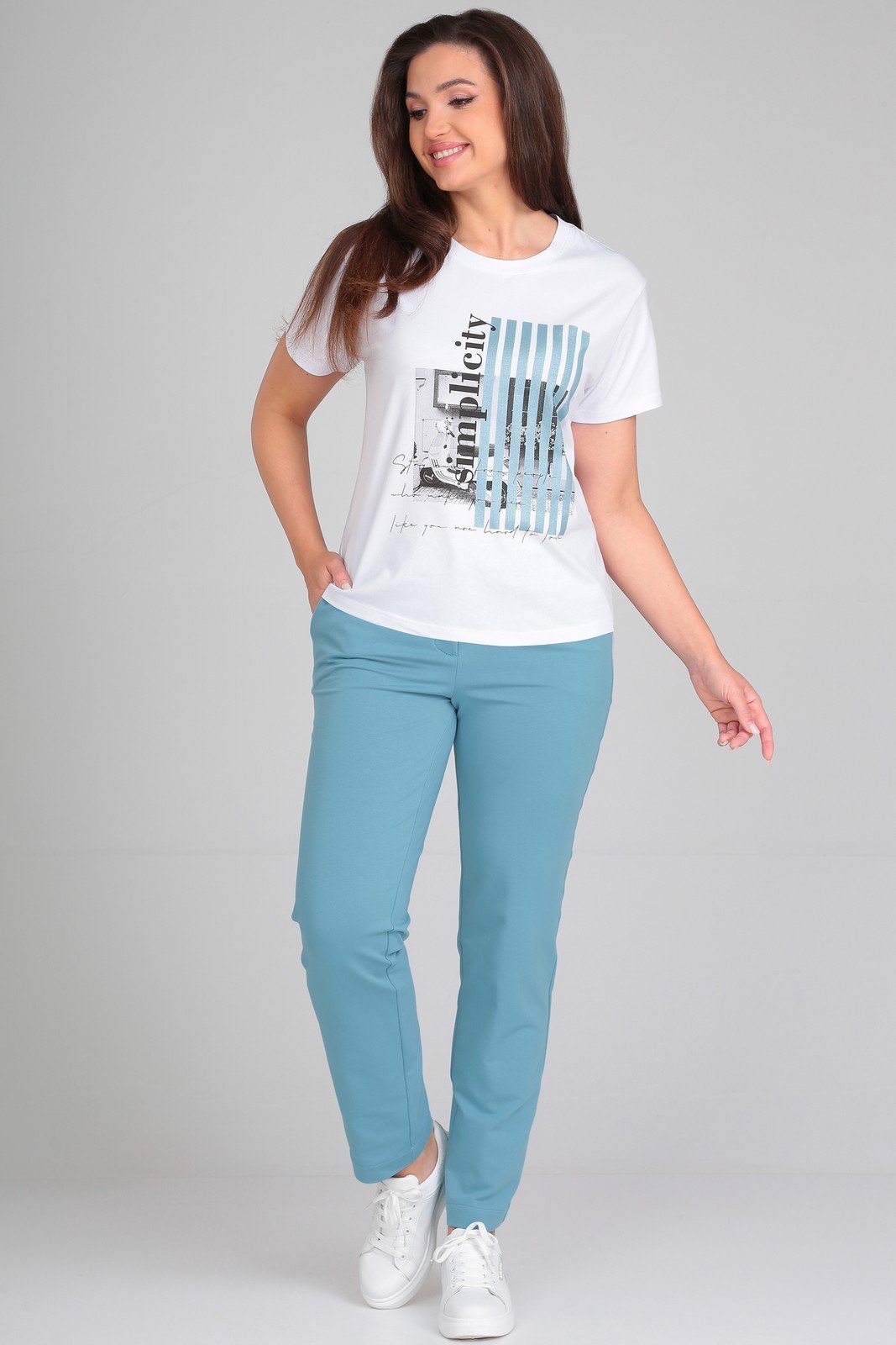 Костюм брючный 31200 голубой LeNata купить в интернет магазине Велесмода